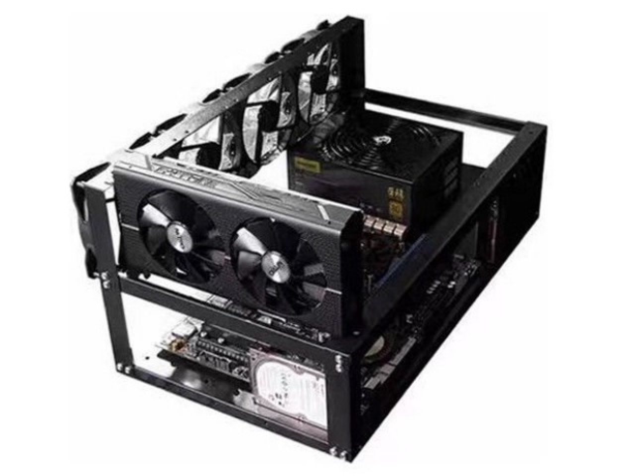 GPU Mining Rig Case für 6-8 Grafikkarten, Mainboard, PSU, Lüfter online ...