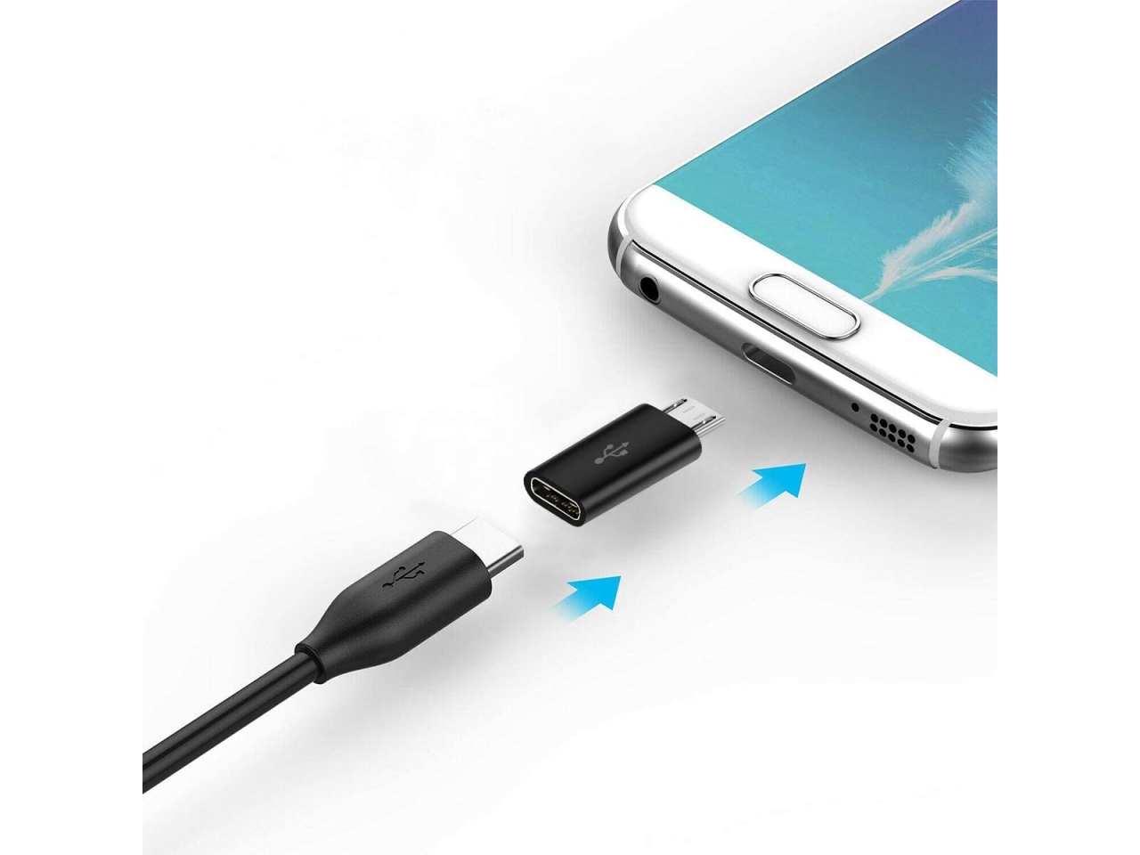 USB-C auf Micro-USB Adapter Konverter - Schwarz online bestellen