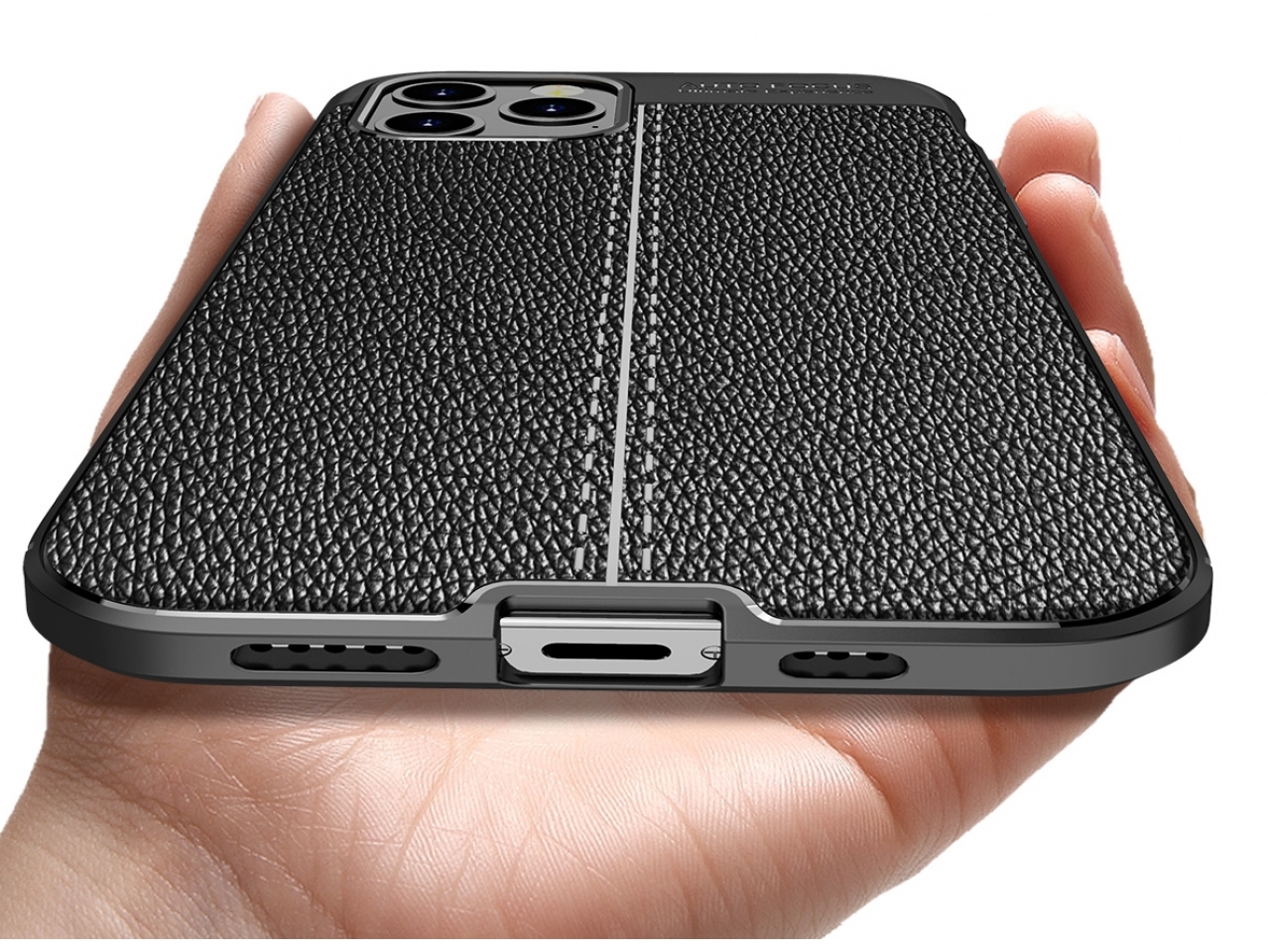 Iphone 12 Pro Max Leder Design Gummi Hülle Tpu Case Cover Schwarz