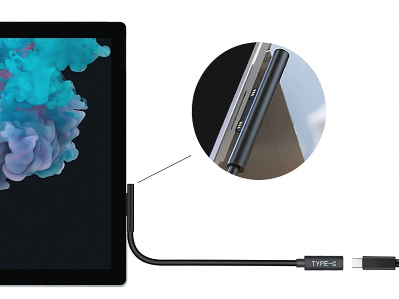 USB-C zu Microsoft Surface Adapter zum Laden mit USB-C PowerDelivery ...