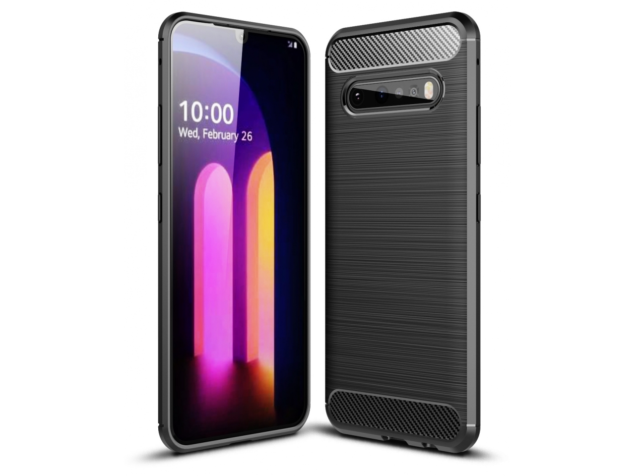 LG V60 ThinQ 5G Carbon Gummi Hülle TPU Case schwarz online bestellen