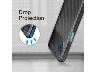 Samsung Galaxy A12 Carbon Design Hülle TPU Case flexibel blau